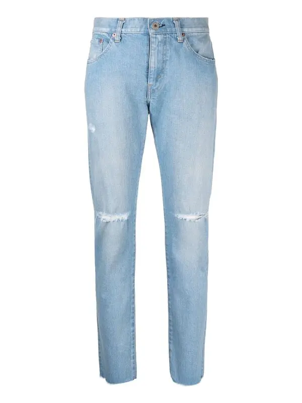 Junya Watanabe Distressed Skinny-cut Jeans - Blue