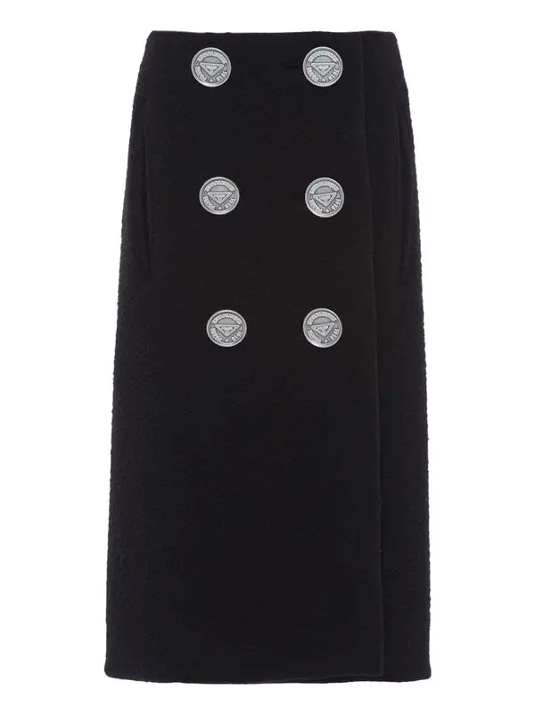 Prada Button-detailed Midi Skirt - Black