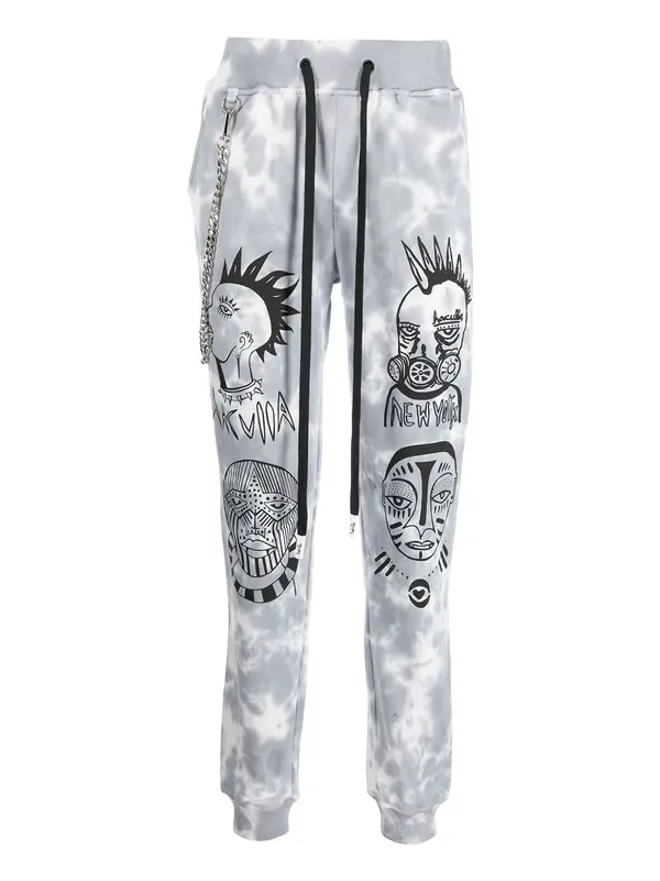 HACULLA. Tie Dye-print Drawstring Track Pants - Grey