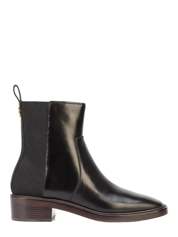 Tory Burch Square-toe Leather Chelsea Boots - Black