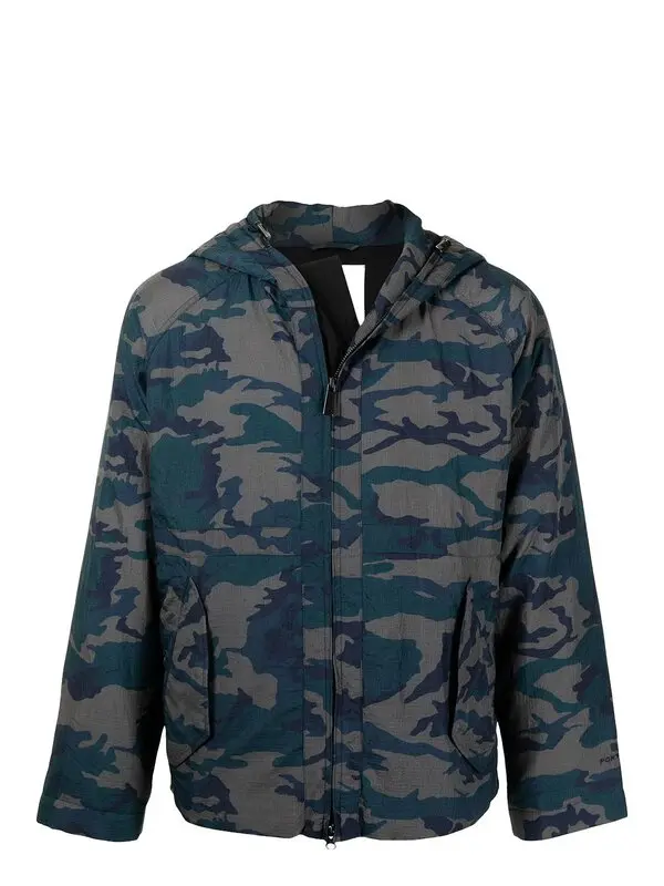 PORTS V Camouflage-print Hooded Jacket - Blue