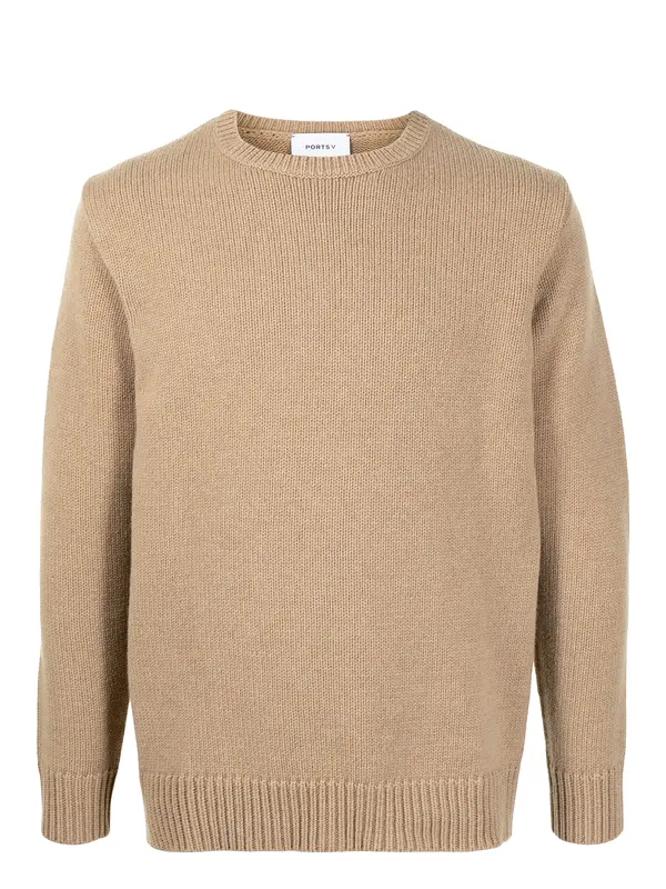 PORTS V Zip-detail Wool Jumper - Neutrals
