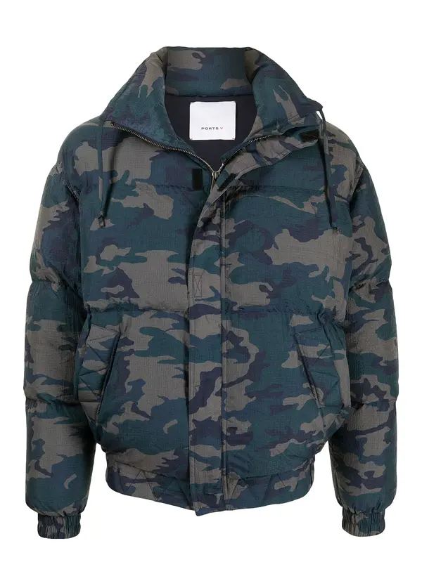 PORTS V Heart Earth Camouflage Padded Jacket - Blue