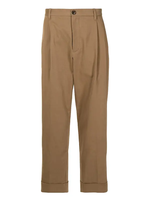 PORTS V Turned-hem Straight-leg Trousers - Brown