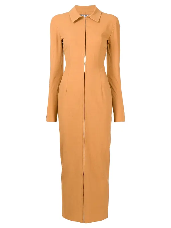 Jacquemus Obiou Fitted Long Dress - Brown
