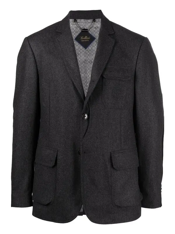 BILLIONAIRE Embroidered-logo Tailored Blazer - Grey