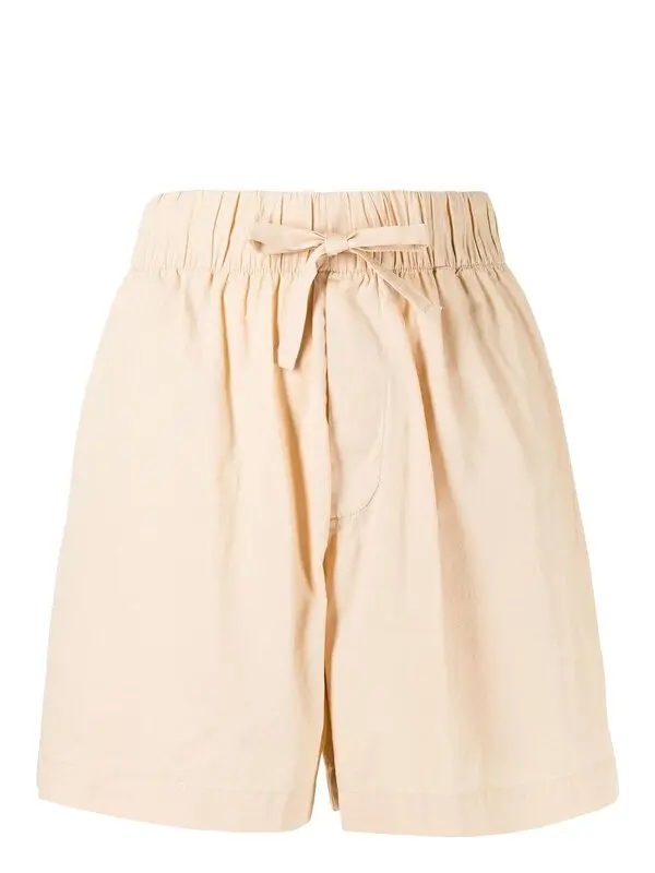 TEKLA Poplin Drawstring Pajama Shorts - Neutrals