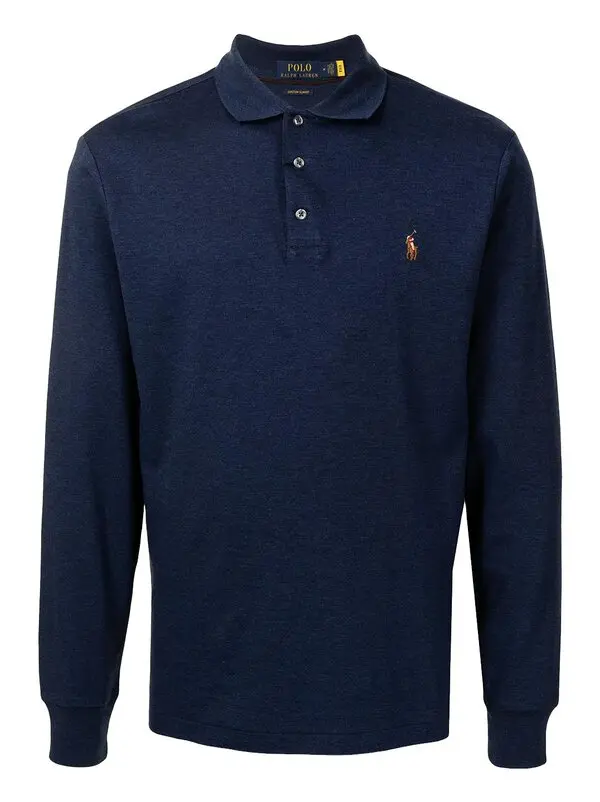 Polo Ralph Lauren Logo-embroidered Long-sleeve Polo Shirt - Blue