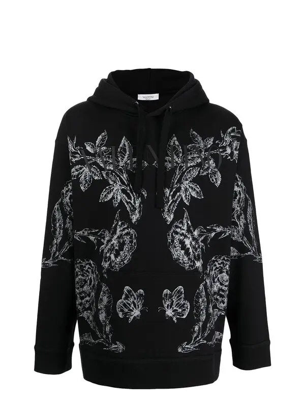 Valentino Garavani Floral Print Hoodie - Black