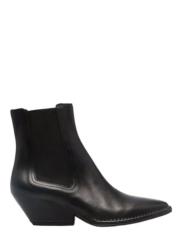 DEL CARLO Mid-heel Leather Ankle Boots - Black