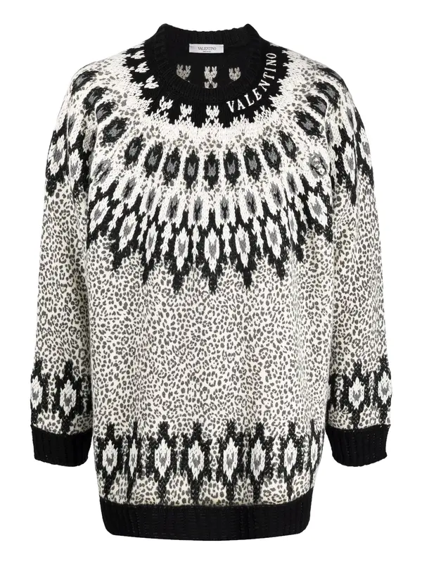 Valentino Garavani Intarsia-pattern Jumper - White