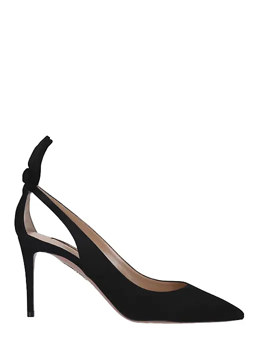 AQUAZZURA Bow Tie Suede Heeled Pumps - Black