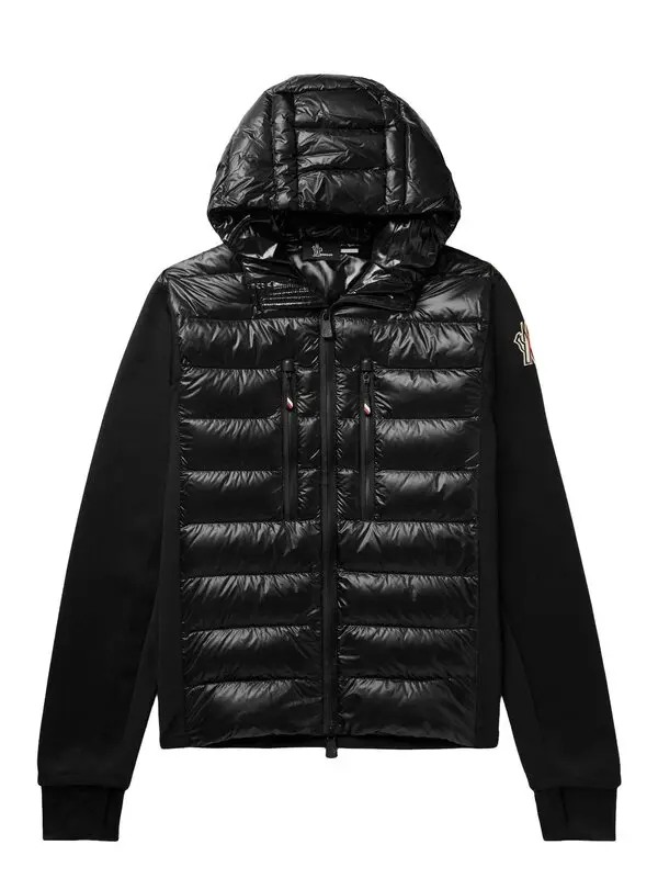 Moncler Quilted Shell And Knitted Hooded Down Ski Jacket - Black