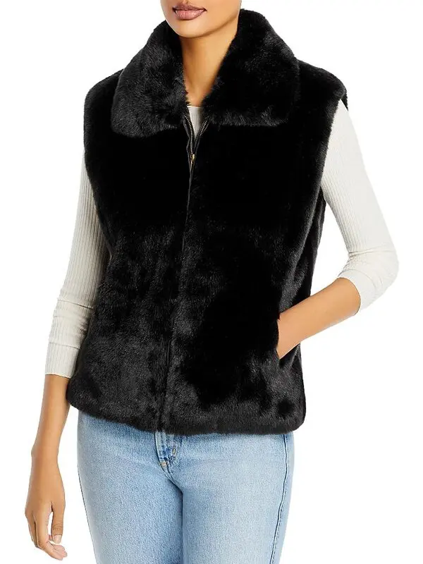 Surell Faux Fur Vest - Black