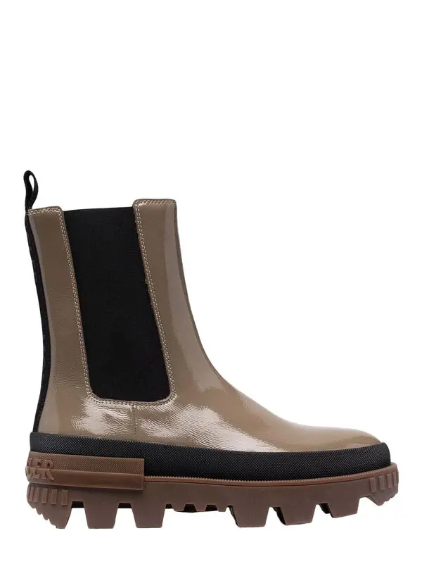 Moncler Elasticated-panel Leather Ankle Boots - Neutrals