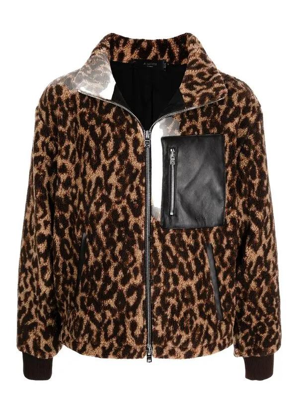 Amiri Leopard-print Bomber Jacket - Brown