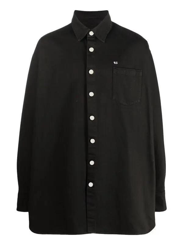 Raf Simons Oversized Logo Denim Shirt - Black