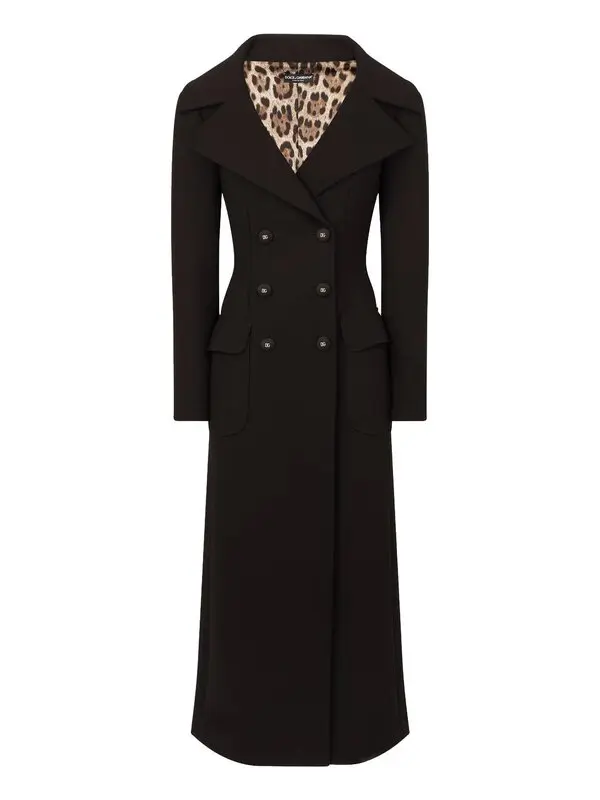 Dolce & Gabbana Double-breasted Wool Coat With Logo Buttons - Black