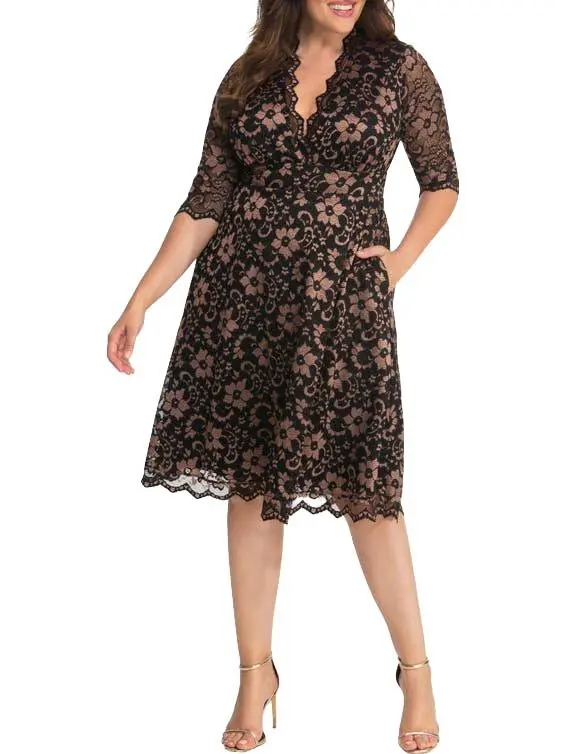 KIYONNA Mon Cheri Lace Cocktail Dress - Black