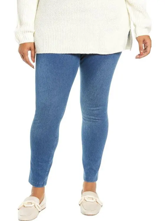 Lyssé Ntials High Rise Stretch Denim Leggings - Mid Wash