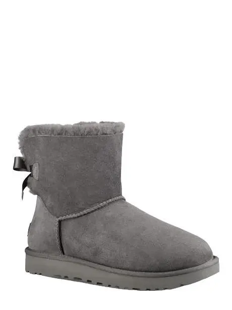UGG Mini Bailey Bow Ii Shearling Bootie - Grey Suede