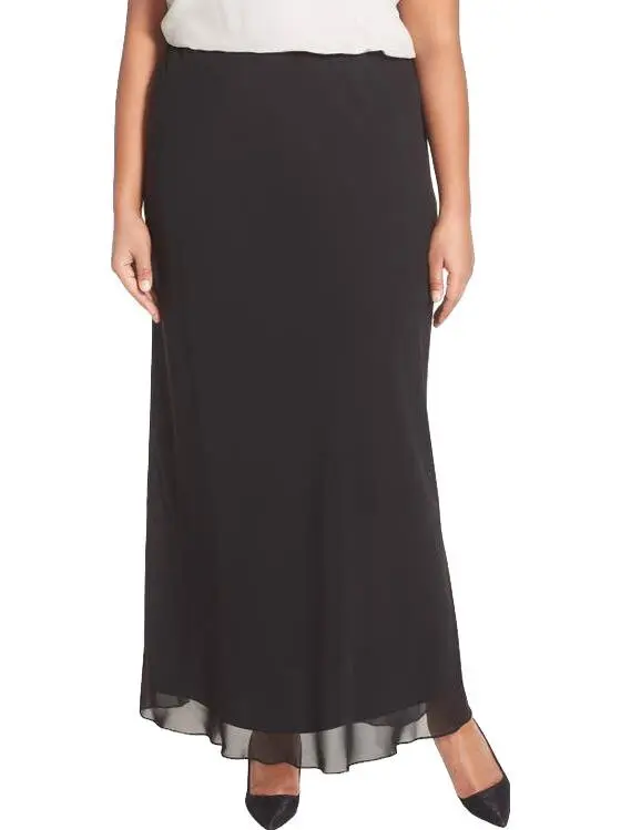 Alex Evenings Chiffon Maxi Skirt - Black