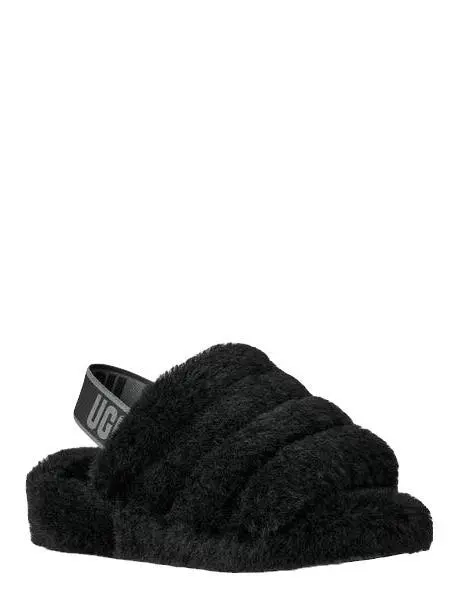 UGG Fluff Yeah Slingback Sandal - Black/dark Shadow