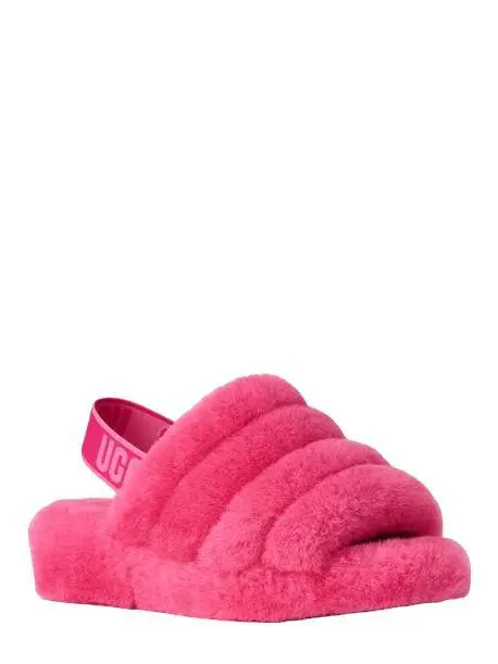 UGG Fluff Yeah Slingback Sandal - Deep Coral/sachet Pink
