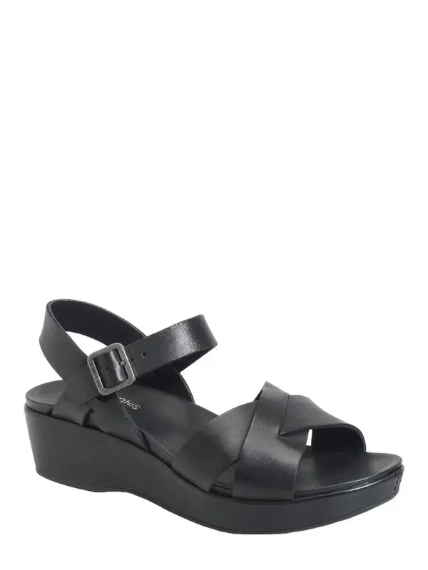 Kork-Ease® Myrna 2.0 Wedge Sandals - Black Leather