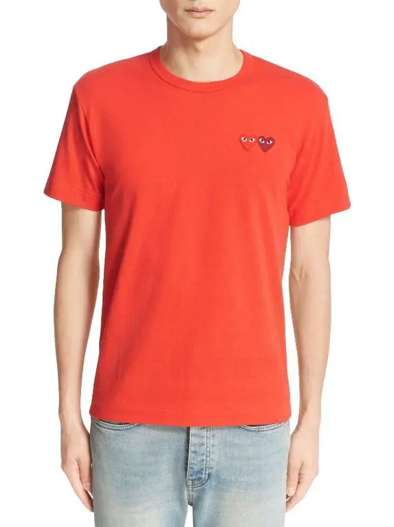 Comme Des Garçons Twin Hearts Slim Fit Jersey T-shirt - Red 5