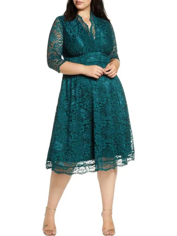 KIYONNA Mademoiselle Lace A-line Dress - Emerald Green