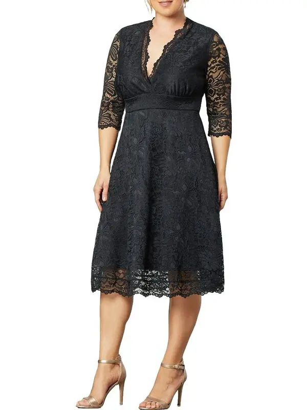 KIYONNA Mademoiselle Lace A-line Dress - Onyx