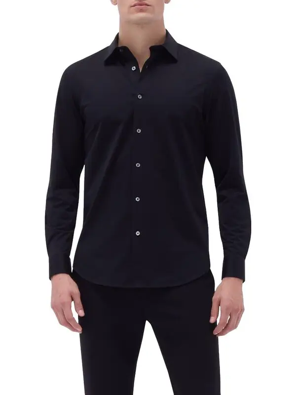 Bugatchi Ooohcotton® Solid Button-up Shirt - Black