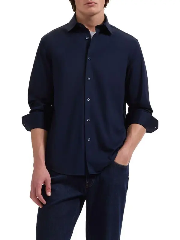 Bugatchi Ooohcotton® Solid Button-up Shirt - Navy