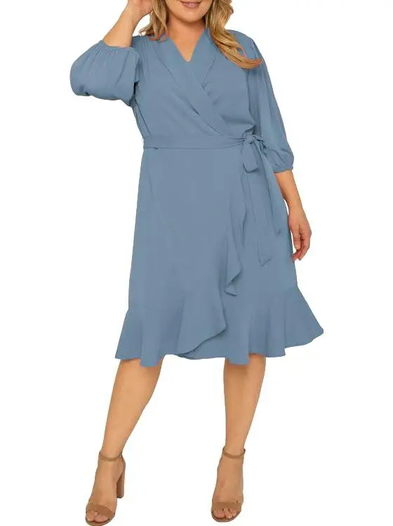STANDARDS & PRACTICES Kylie Ruffle Wrap Dress - Slate