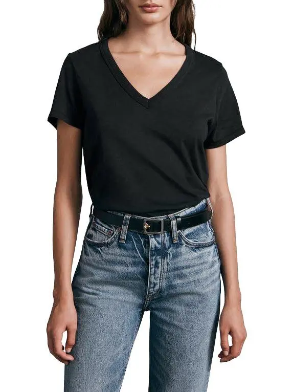 Rag & Bone The Vee Slub Cotton T-shirt - Blk
