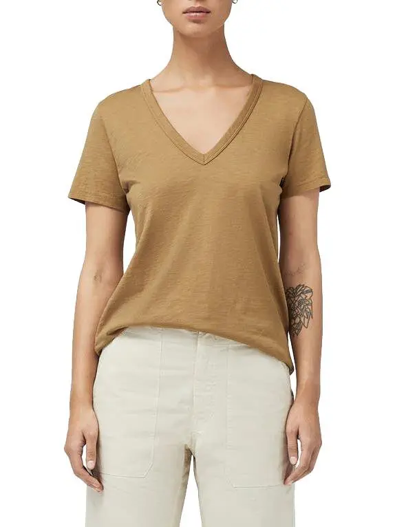 Rag & Bone The Vee Slub Cotton T-shirt - Khaki