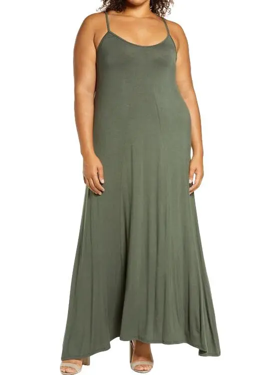 Loveappella A-line Maxi Dress - Olive