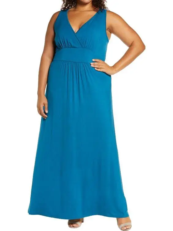 Loveappella Surplice Maxi Dress - Teal