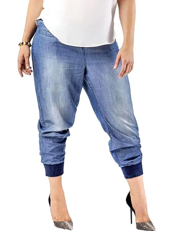 STANDARDS & PRACTICES Marcie High Rise Denim Jogger Pants - Blue