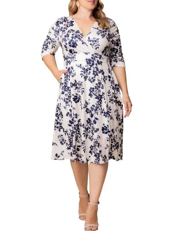 KIYONNA Gabriella Print A-line Dress - Ivory Florals