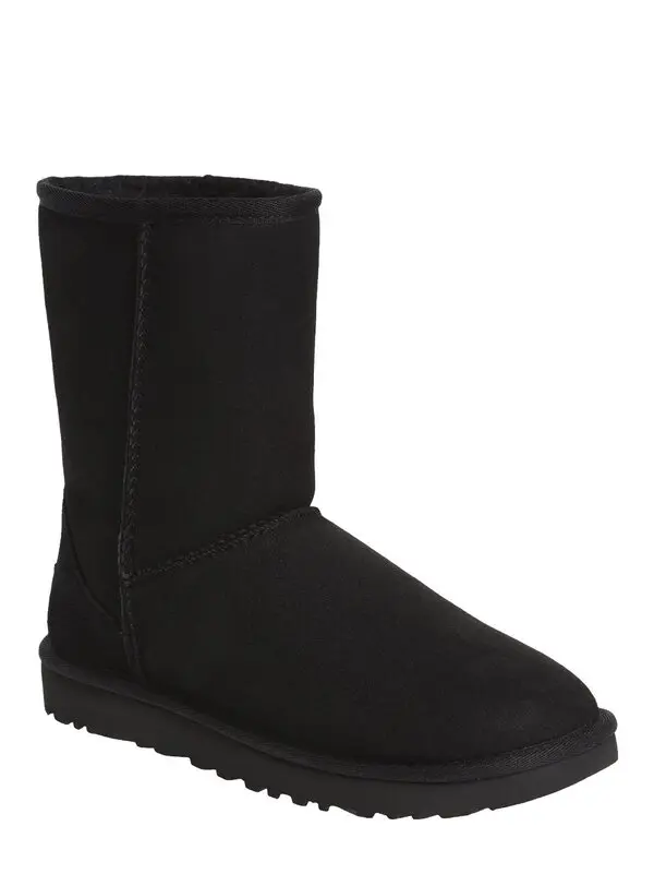 UGG Classic Ii Shearling Lined Short Boot - Black Suede