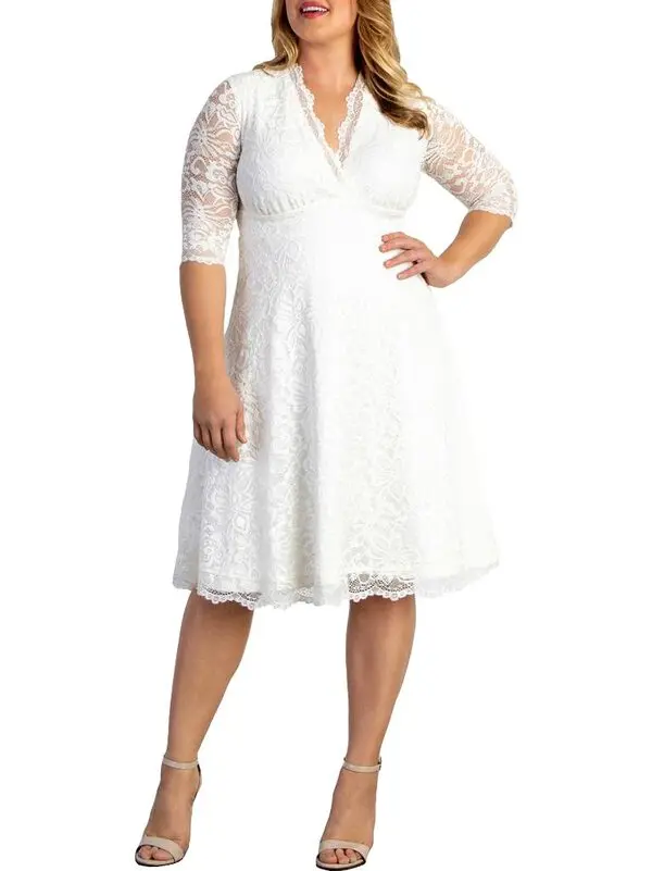 KIYONNA Bella Lace Fit & Flare Dress - Ivory
