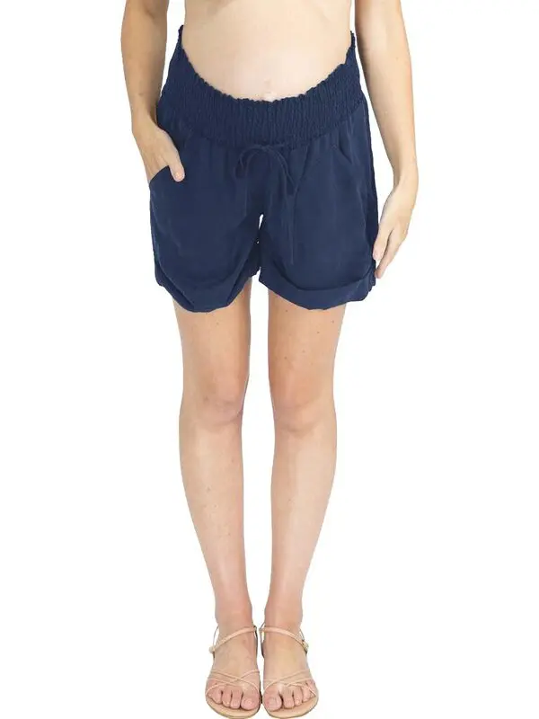 ANGEL MATERNITY Tencel® Maternity Shorts - Navy