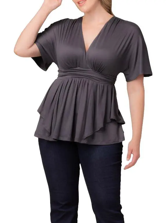 KIYONNA Promenade Blouse - Charcoal Grey