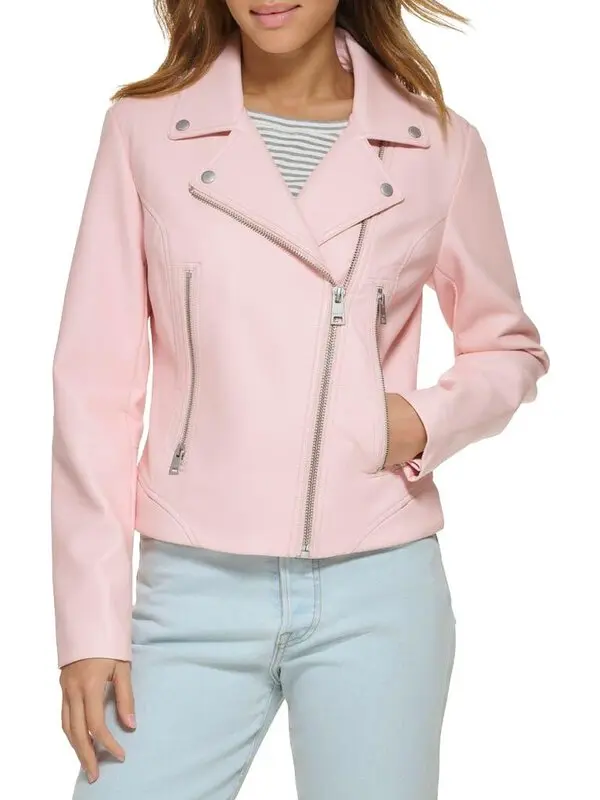 LEVI'S Faux Leather Moto Jacket - Rose Quartz
