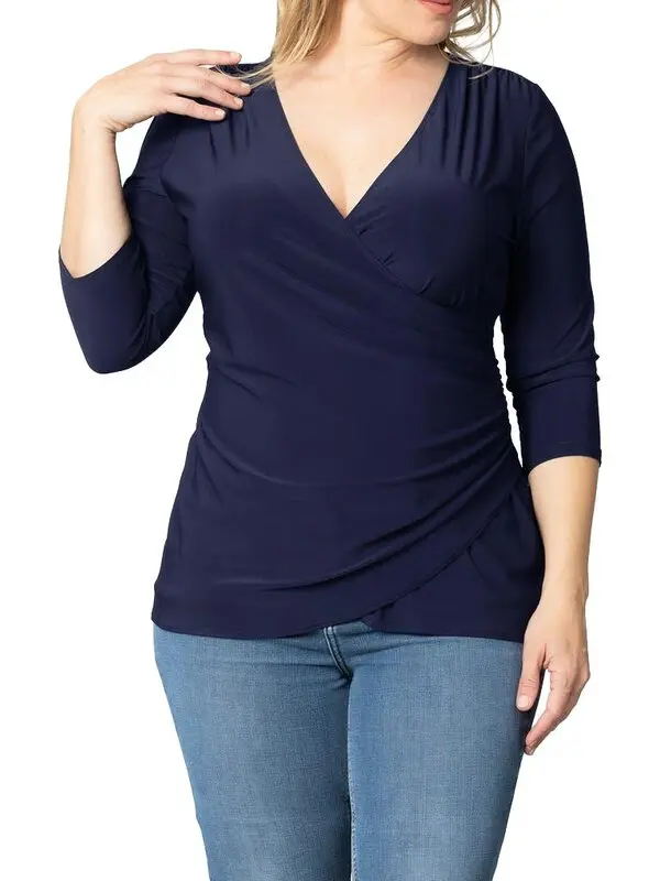 KIYONNA Faux-wrap Top - Nouveau Navy