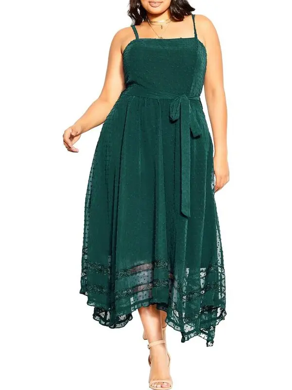 City Chic Flirty Nature Midi Dress - Jade