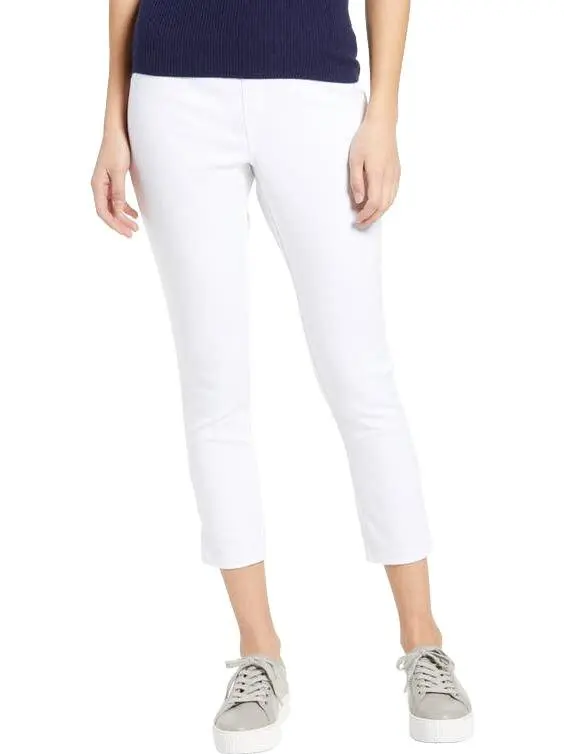 Hue Split Hem Denim Capri Leggings - White