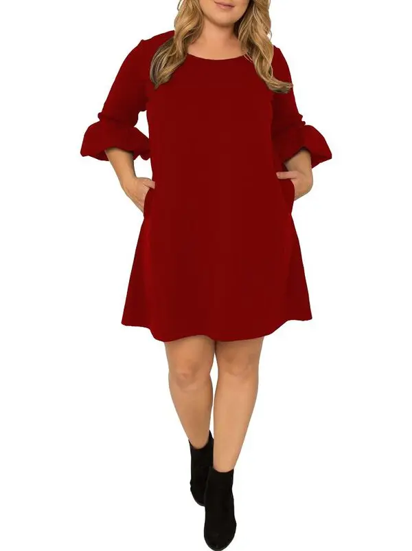 STANDARDS & PRACTICES Stella Crepe Knit Dress - Brick